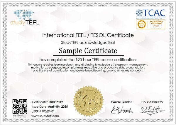 Accredited TEFL certification with beautiful, free TEFL certificates